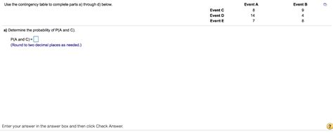 solved use the contingency table to complete parts a