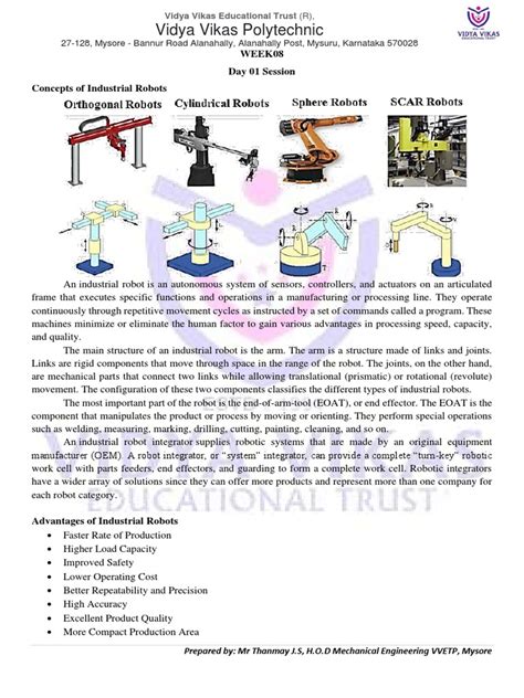 Automation And Robotics Week 08 Theory Notes 20me51i Pdf Robotics