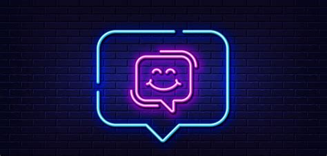 미소 채팅 회선 아이콘 행복한 이모티콘 기호 음성 거품 네온 라이트 스피치 버블 벡터 3차원 형태에 대한 스톡 벡터 아트 및 기타 이미지 Istock