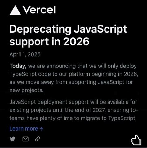 Vercel Drops Javascript For Typescript In 2026 Tabe Rickson Posted On