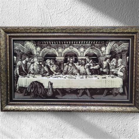 خرید و قیمت تابلو فرش شام آخر دستبافت تبریز چله ابریشم بافت تبریز120در