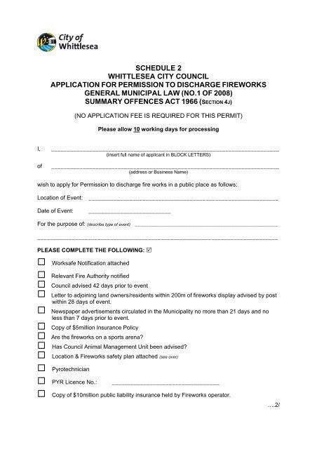 Whittlesea Planning Permit Application Form