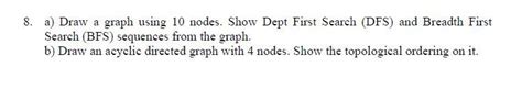 Solved A Draw A Graph Using Nodes Show Dept First Chegg