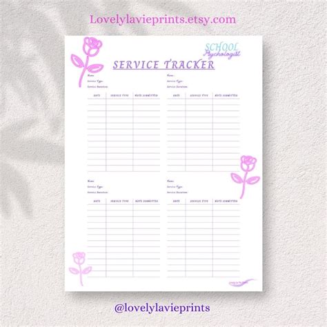 School Psychologist Service Tracker Etsy
