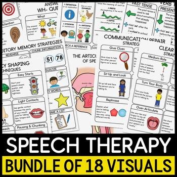 Speech Therapy Visuals Articulation Language Pragmatics Fluency Posters