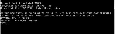 Client Management Pxe E32 Tftp Open Timeout Error When The Device