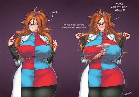 Rule 34 1girls Android 21 Android 21 Human Big Breasts Blue Eyes Blush Breast Expansion