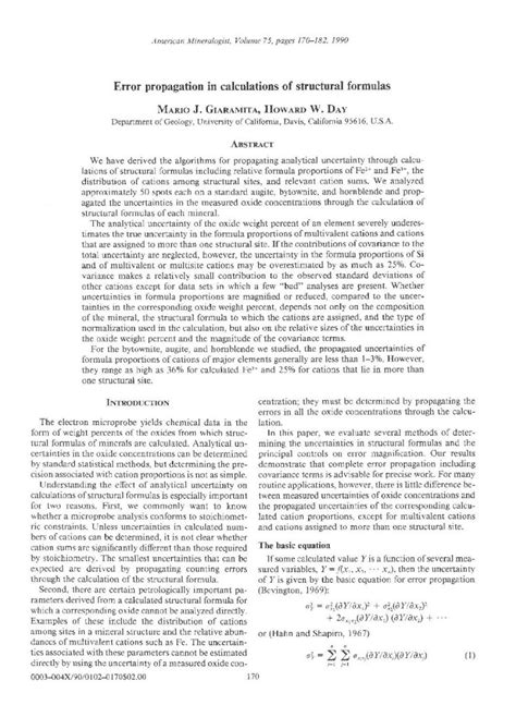 pdf error propagation in calculations of structural formulas