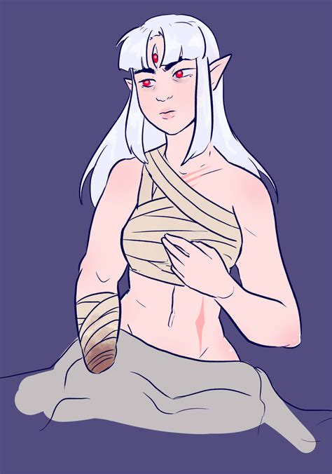 Rule 34 3 Eyes Amputee Bandage Bandages Bandages Around Chest Digital Art Digital Drawing