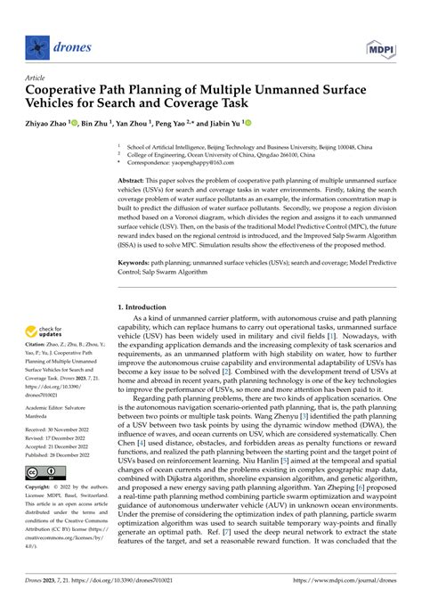 Pdf Cooperative Path Planning Of Multiple Unmanned Surface Vehicles