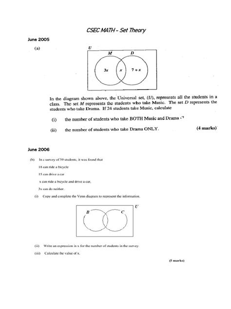 Csec Maths Set Theory Pdf