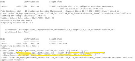 after successful execution of file upload utility sailpoint ui still