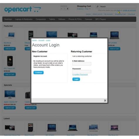 Opencart Popup Login Register Contact Reviews Vqmod