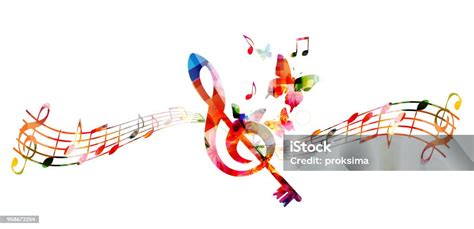 G 음자리표와 음악 메모와 함께 화려한 배경 음악 배경 주제에 대한 스톡 벡터 아트 및 기타 이미지 배경 주제 오선지 파티 Istock