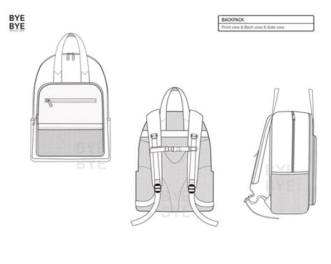 Backpack Fashion Design Flat Sketches To Download Technical Cad