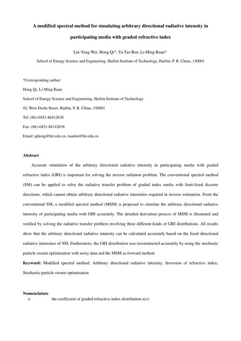 Pdf A Modified Spectral Method For Simulating Arbitrary Directional