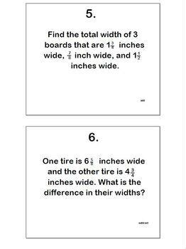 DIGITAL Add Subtract Multiply Divide Fractions Word Problems Smartboard KEY