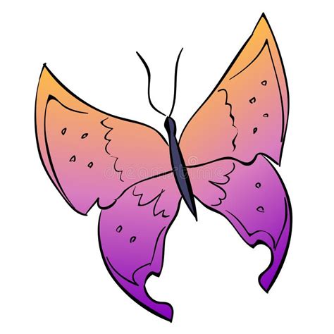 Butterfly Bug Insect Flying Wings Simple Orange Purple Gradient Stock Illustration