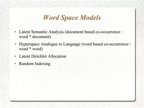 Word Space Models And Random Indexing Ppt