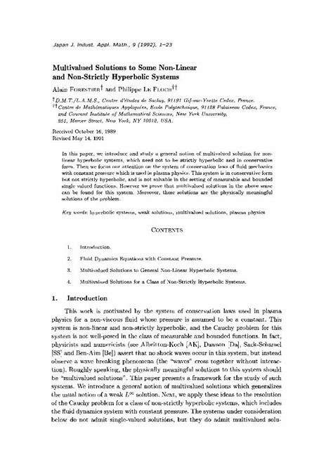 Pdf Multivalued Solutions To Some Non Linear And Non Strictly Hyperbolic Systems Dokumentips