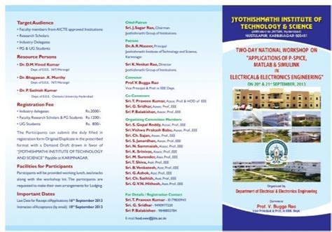 Workshop Brouchure Jyothishmathi Institute Of Technology And