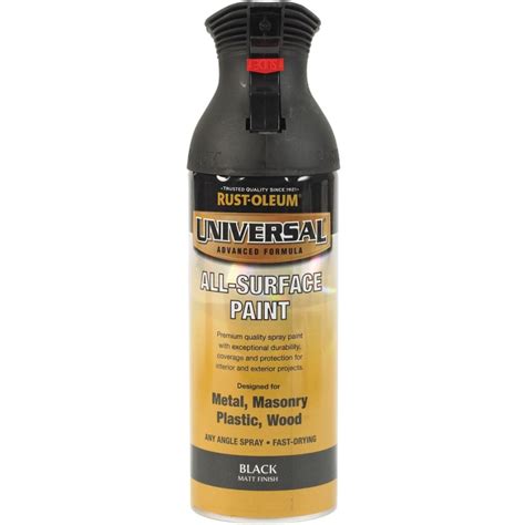 Rust Oleum Universal All Surface Spray Paint Matt Black 400ml Selco