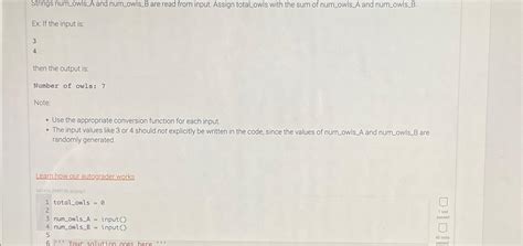 Solved Strings Numowlsa And Numowlsb Are Read From
