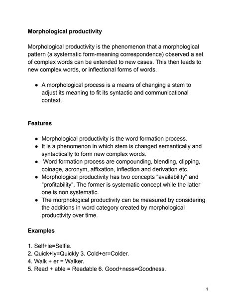 Solution Morphological Productivity Its Characteristics Methods Of