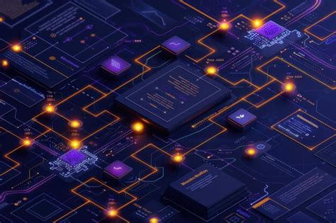 Digital Circuit Board Design With Glowing Nodes Premium Ai Generated Image