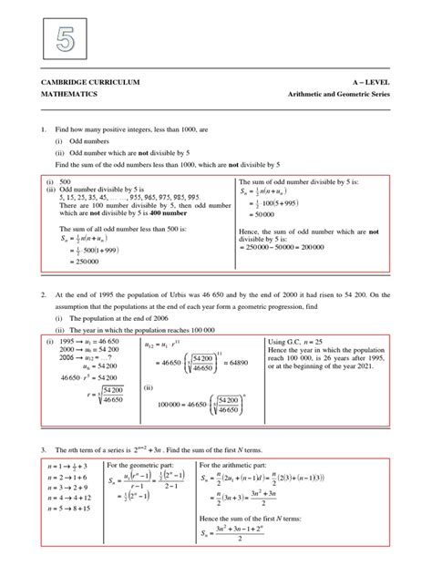 Arithmetic And Geometric Series Ans Pdf Mathematical Objects Mathematics