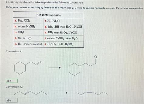 Solved Select Reagents From The Table To Perform The