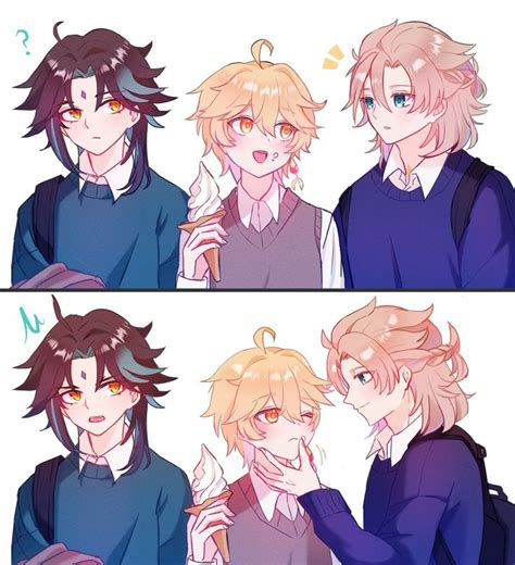 Aether Xiao And Albedo Genshin Impact Danbooru