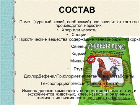 Презентация на тему: "СОСТАВ Помет (куриный, козий, верблюжий) все ...