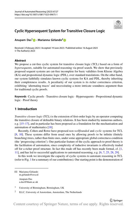 Pdf Cyclic Hypersequent System For Transitive Closure Logic