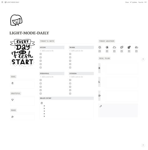 2 Mode Simple Daily Planner Hand Drawn Style Easy To Track Daily Routine Free Notion Templatein