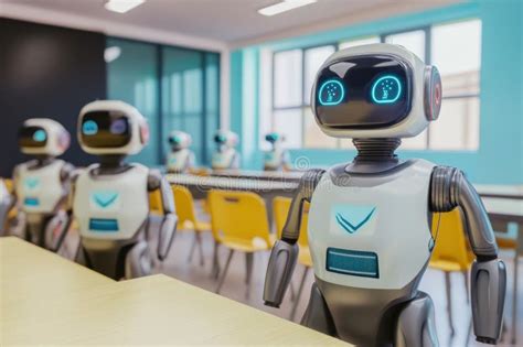 Robots Participate In A Learning Environment Designed For Educational Advancement Stock Image