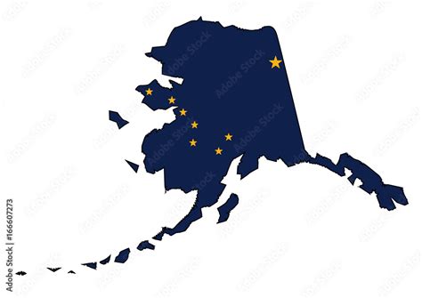 Alaska State Outline Map And Flag Stock Vector Adobe Stock