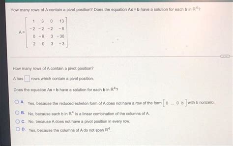 solved how many rows of a contain a pivot position does the