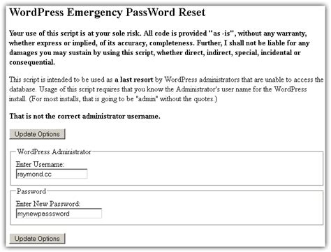 Reset Your Wordpress Admin User Password Benway Net