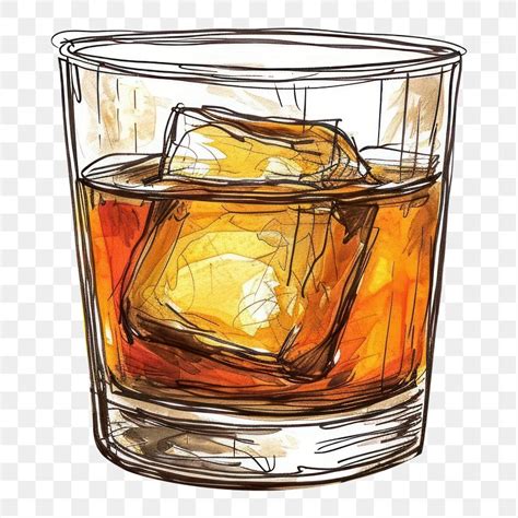 Sketch Whiskey Bottle And Glass Images Free Photos Png Stickers