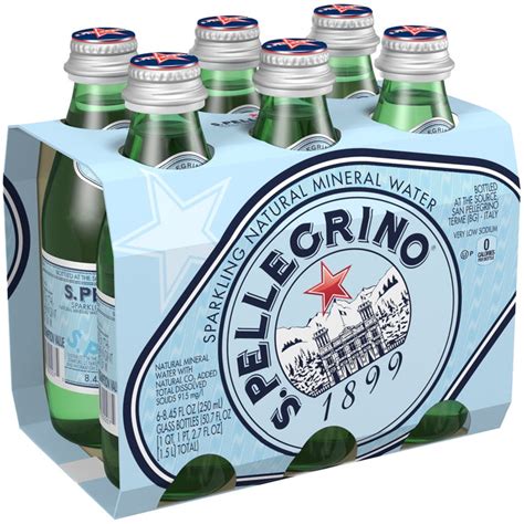 S Pellegrino Sparkling Natural Mineral Water Glass Bottles 6 Pack 6