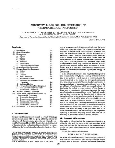 additivity rules for the estimation of thermochemical