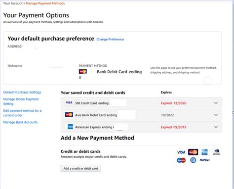 Manage Payment Methods Amazon Customer Service