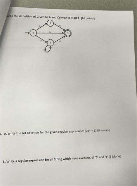 solved write the definition of given nfa and convert it to