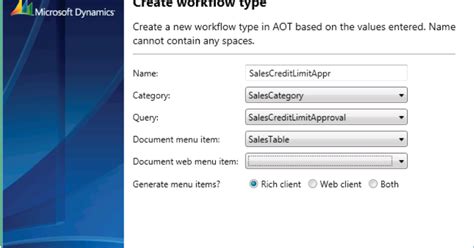 microsoft dynamics ax 365 create a workflow type