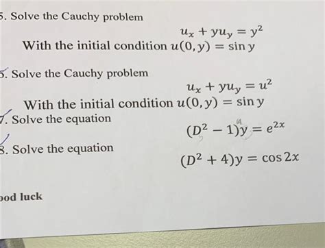 Solved Solve The Cauchy Problem With The Initial Condition