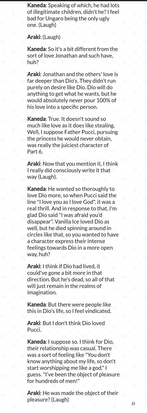 I See A Lot Of People Talking About Dio And Puccis Relationship So