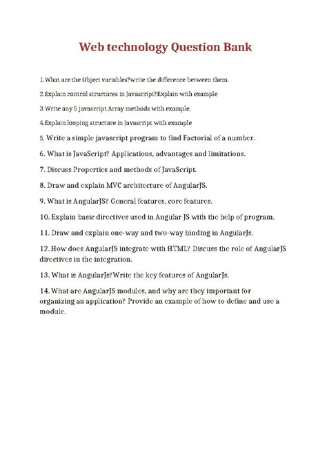 Web Technology Question Bankii Web Technology Question Bank 1 Are The Object Variableswrite