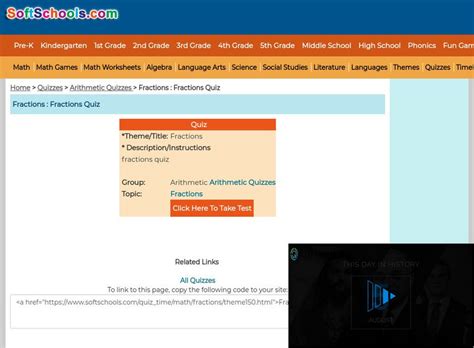 Soft Schools Fractions Quiz Unknown Type For 3rd 8th Grade Lesson Planet
