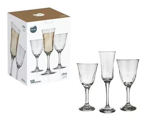 Conjunto De Taças Lírio 18 Peças Agua Vinho Champanhe Frete Grátis